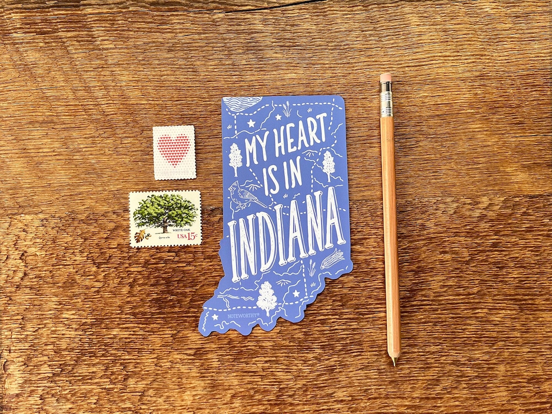 Indiana Map Magnet, My Heart is in Indiana, Fridge Magnet, Car Magnet ...