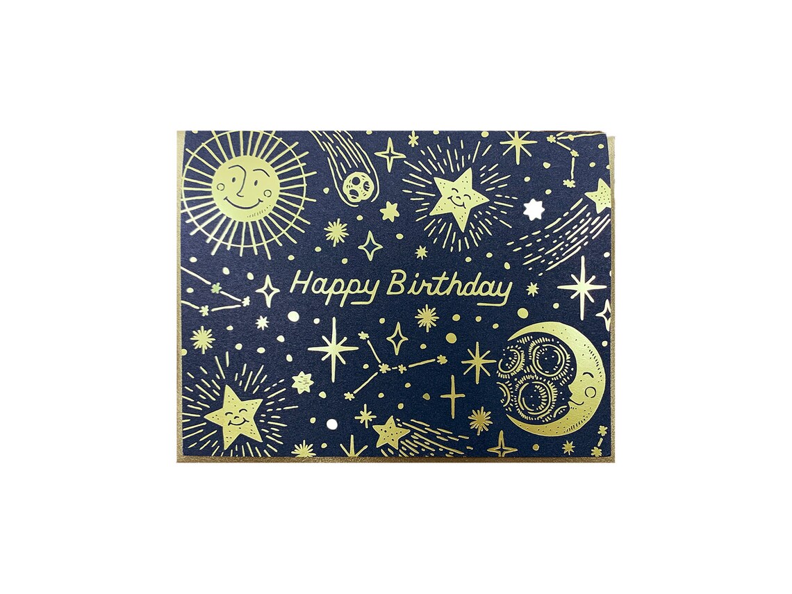 Celestial Birthday Card, Space Birthday Card, Foil Printed Greeting ...
