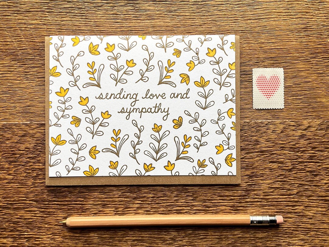 Sending Love and Sympathy, Letterpress Sympathy Card - Etsy
