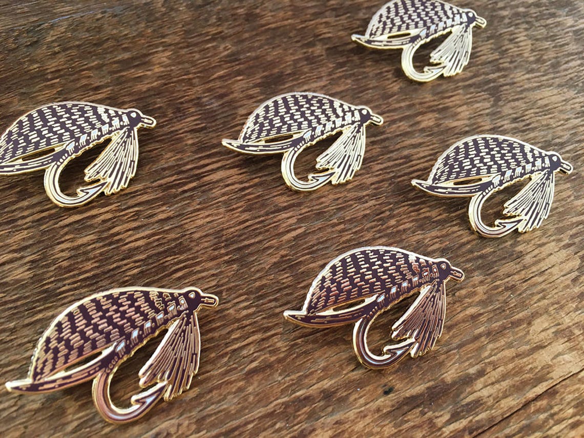Fly Fishing Enamel Pin Fishing Fly Enamel Pin Single Hard - Etsy