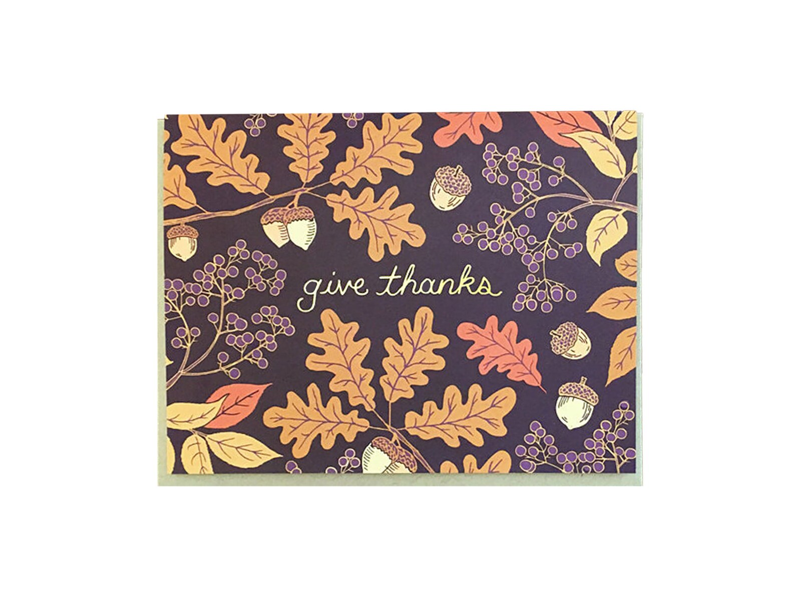 Give Thanks Thank You Card Thanksgiving Card Foil and - Etsy