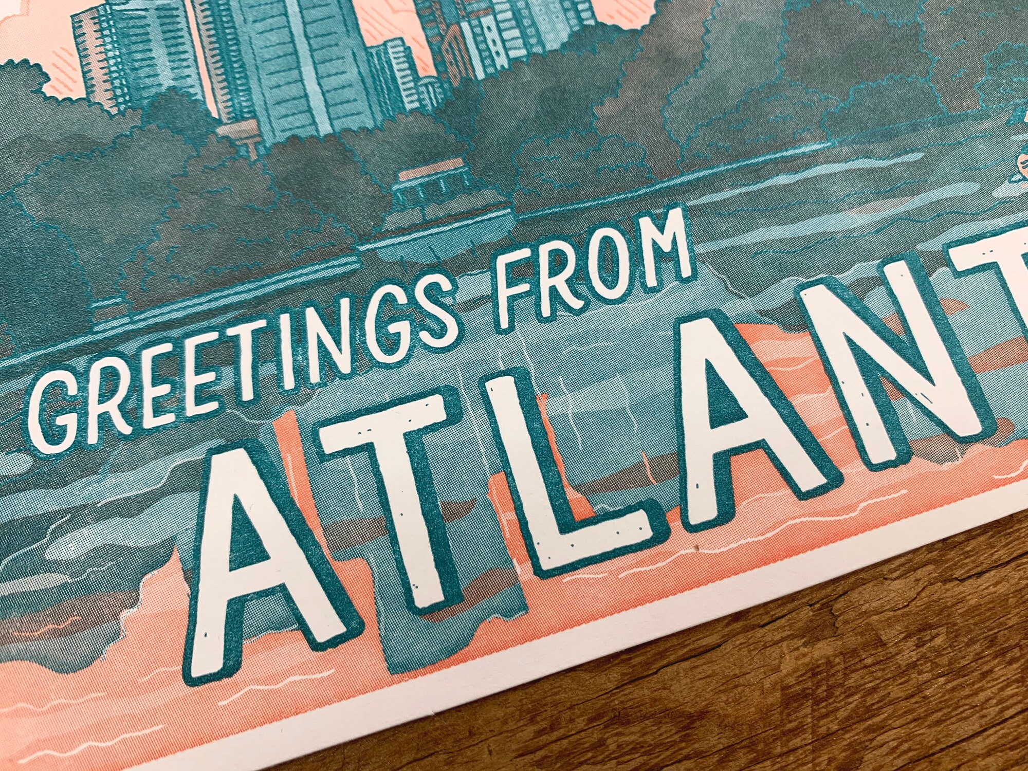 Atlanta Skyline Postcard Greetings from Atlanta Georgia Die | Etsy