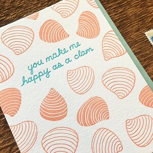 Happy Clam Love Card You Make Me Happy as A Clam Single - Etsy