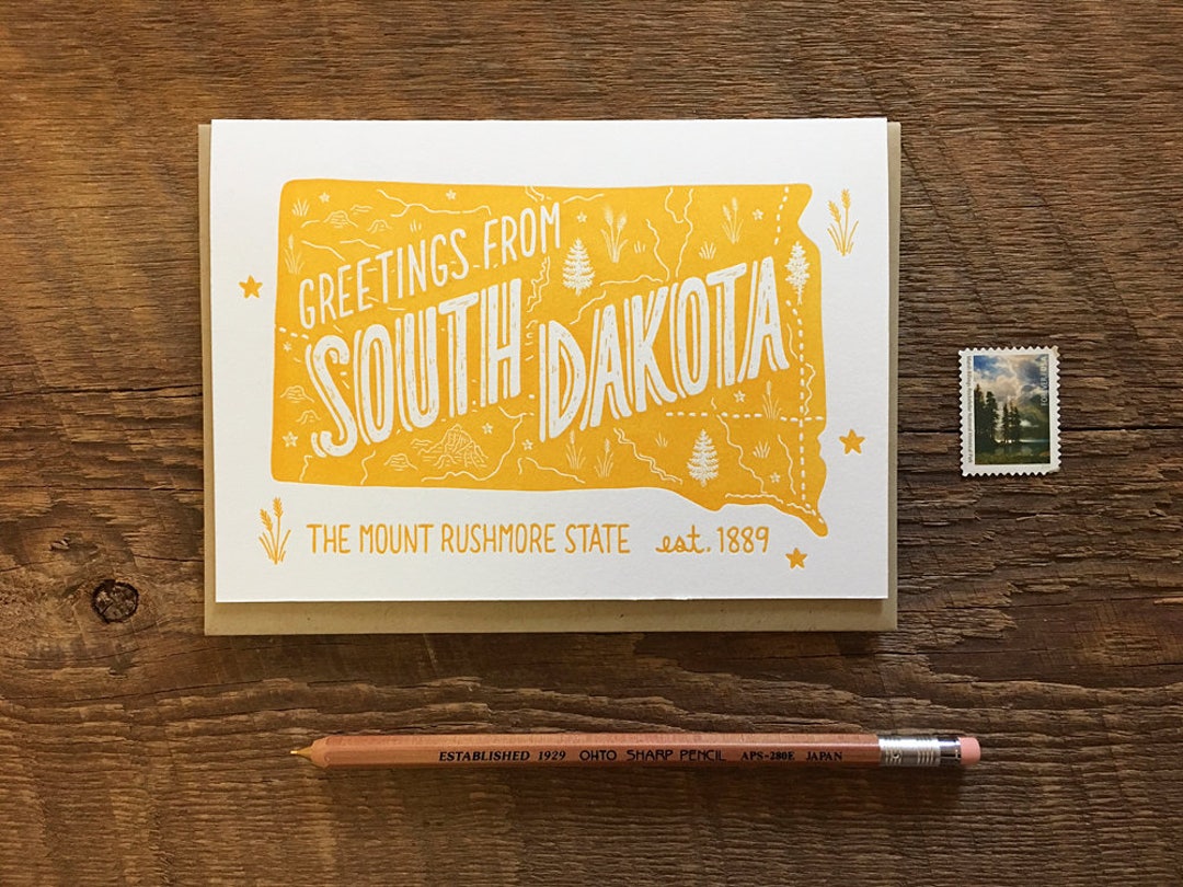 South Dakota Greeting Card Greetings From South Dakota A6 - Etsy