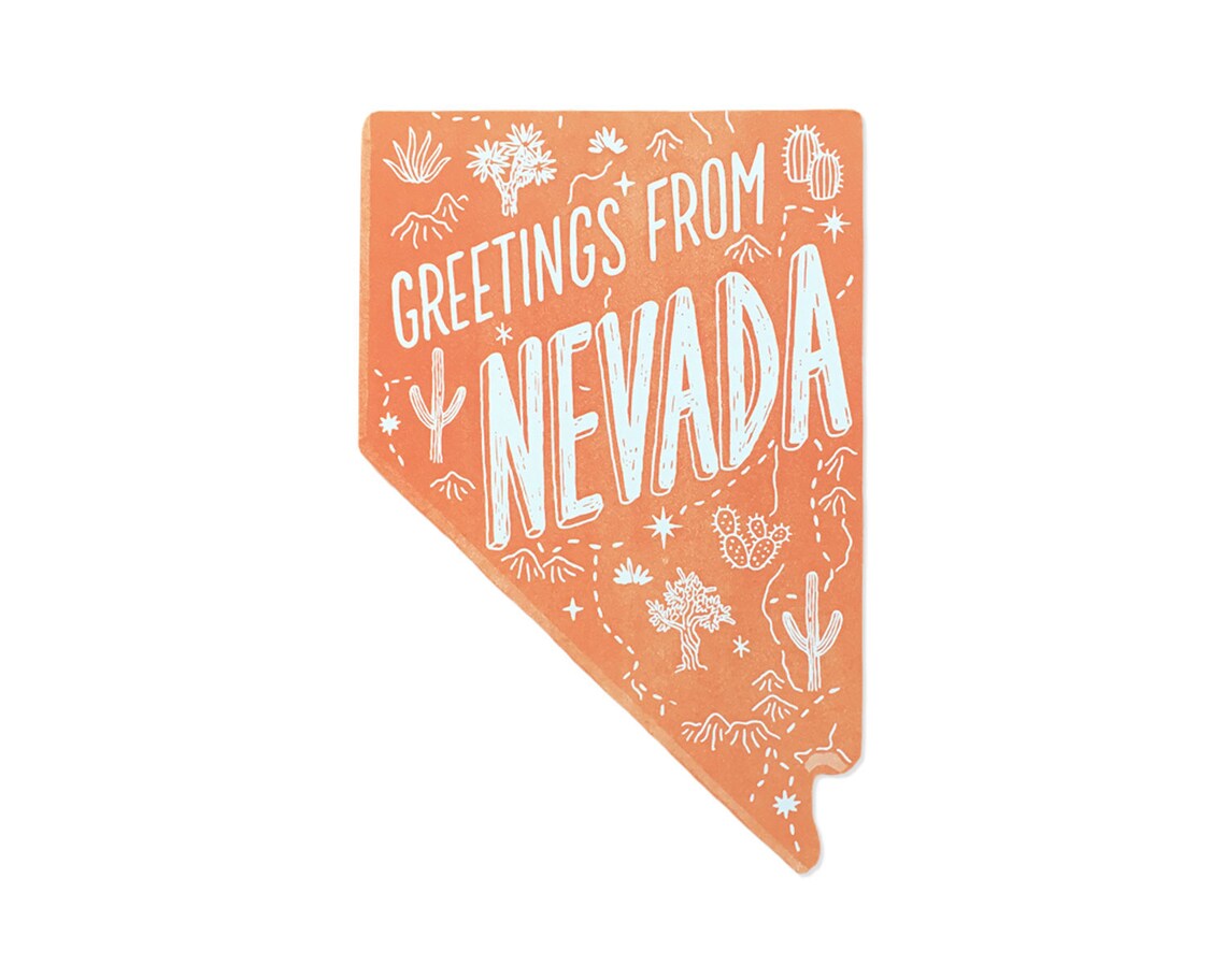 Nevada Postcard, Greetings From Nevada, Die Cut Letterpress State ...