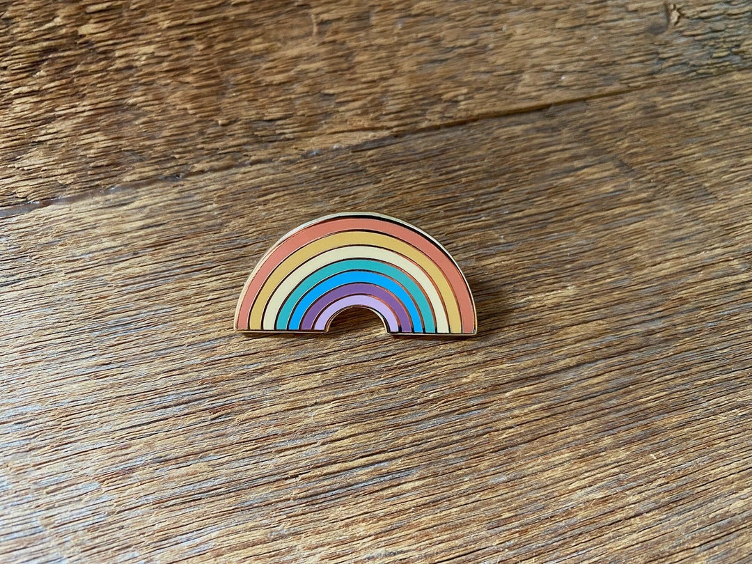 Rainbow Enamel Pin, Lapel Pin, Single Hard Enamel Pin With Butterfly ...