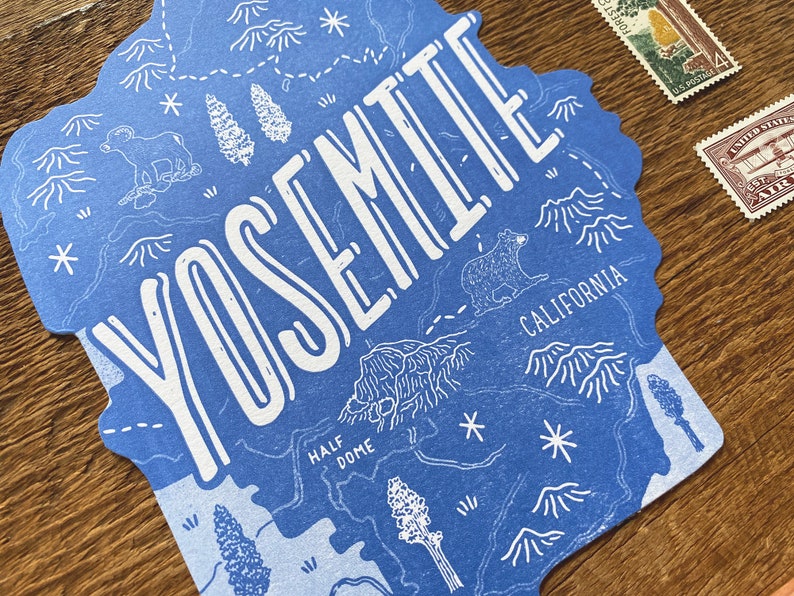 Yosemite Postcard, Yosemite Map, Yosemite National Park Map California ...