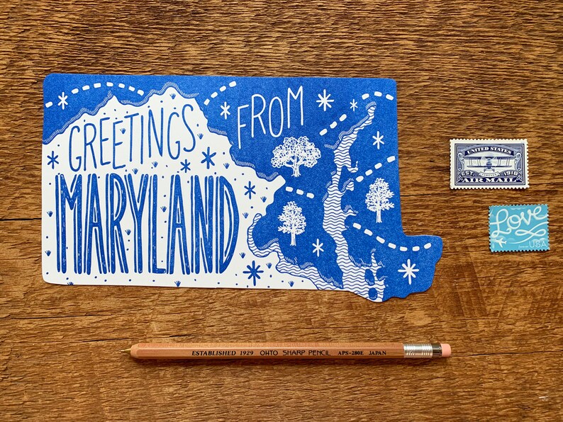 Maryland Postcard Greetings from Maryland Single Die Cut | Etsy