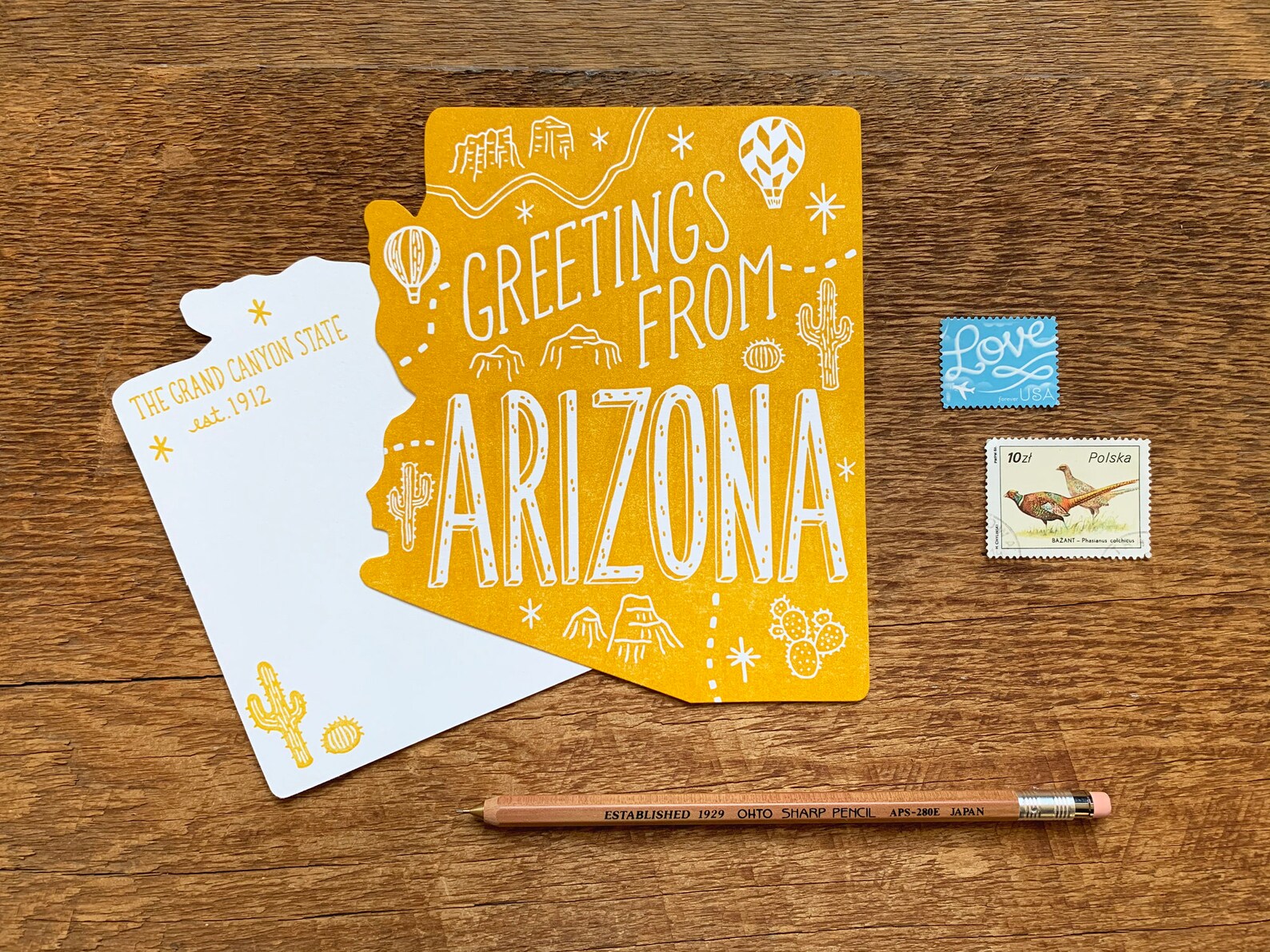 Arizona Postcard Greetings From Arizona Die Cut Letterpress - Etsy