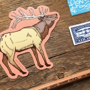 Elk Sticker, Wildlife Sticker, Outdoor Sticker, Single Die Cut Vinyl ...