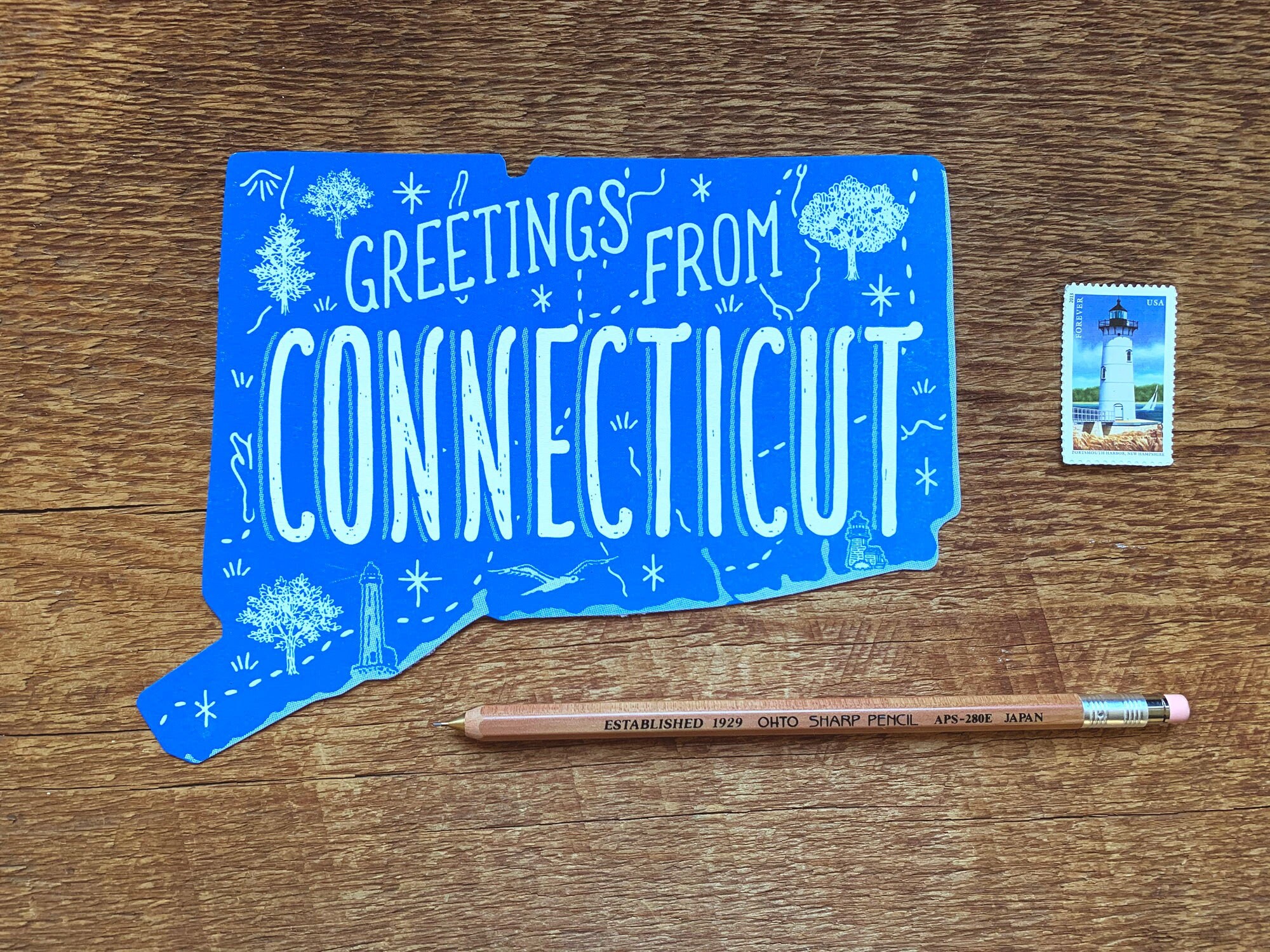 Connecticut Postcard Greetings From Connecticut Die Cut - Etsy