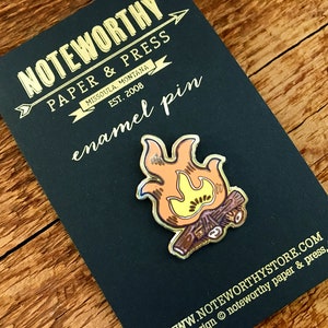 Campfire Enamel Pin, Camping Pin, Single Hard Enamel Pin With Butterfly ...