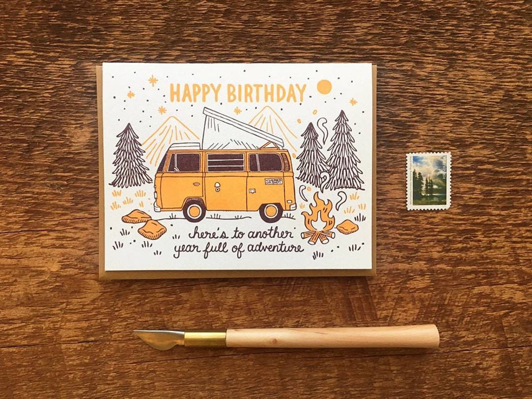 Birthday Camper Van Card Happy Birthday Card Birthday - Etsy