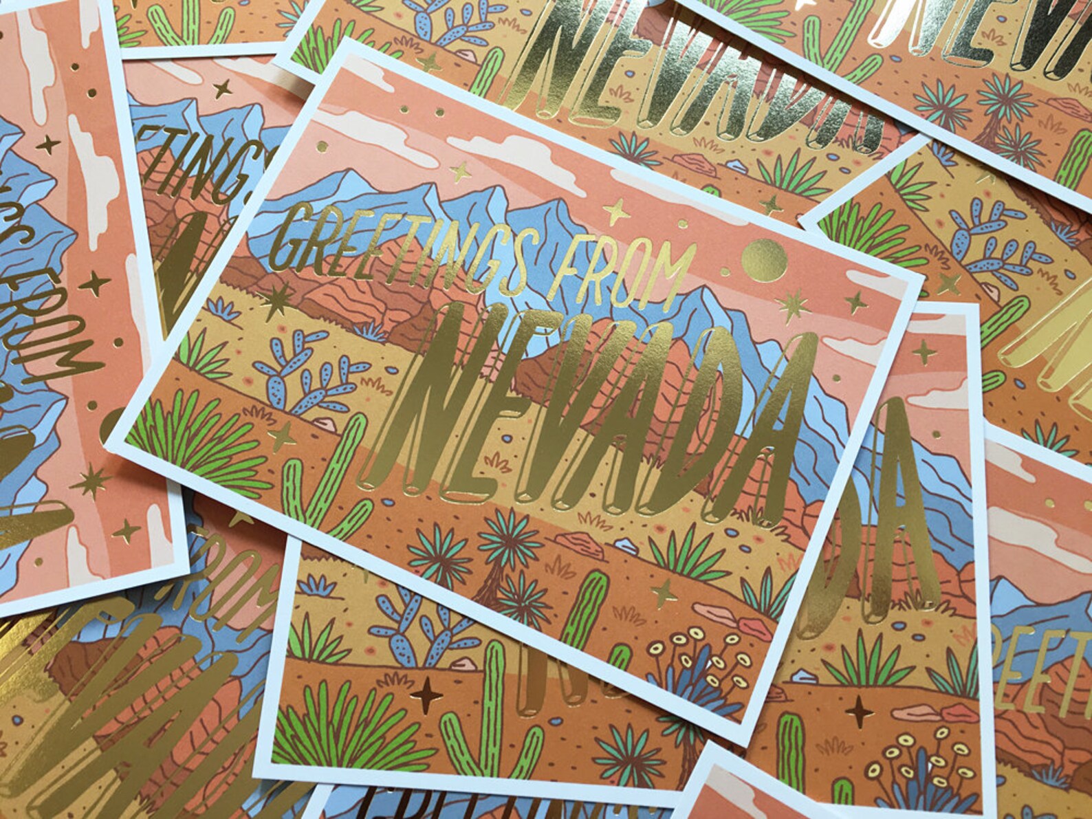 Nevada Postcard Greetings From Nevada Foil and Digitally - Etsy