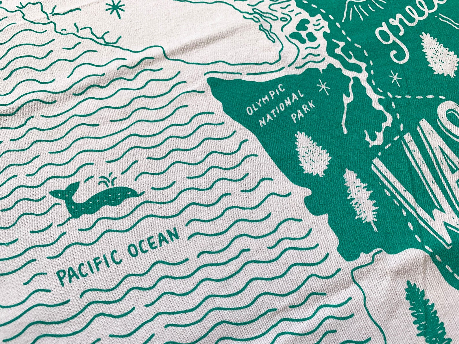Washington Tea Towel, Washington State Tea Towel, Single Screen Printed ...