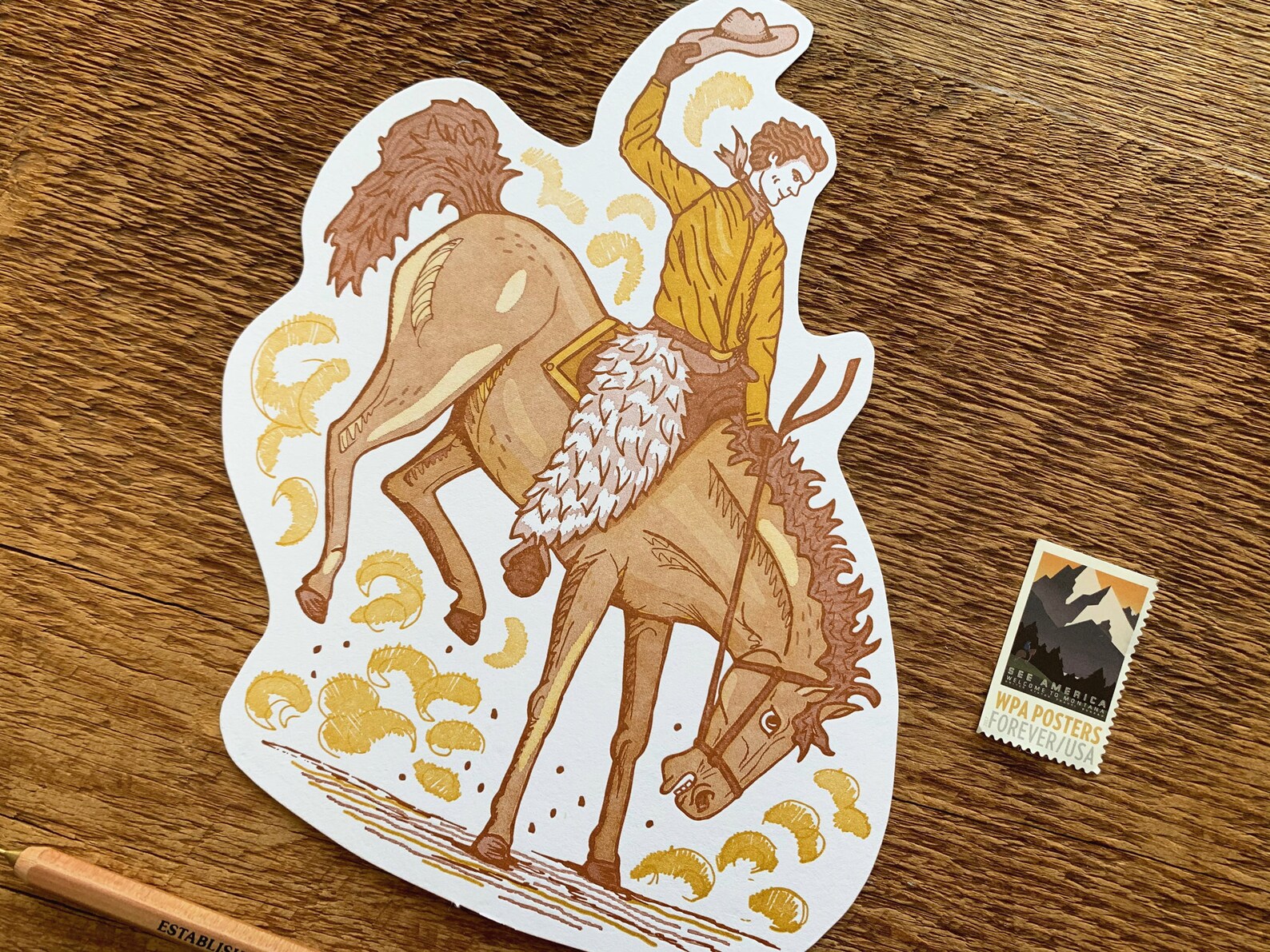 Bucking Bronco Postcard Howdy Pardner Cowboy Postcard | Etsy