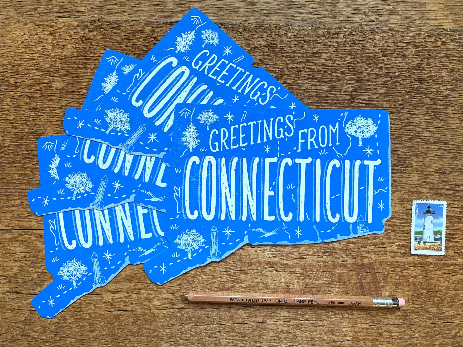 Connecticut Postcard Greetings From Connecticut Die Cut - Etsy