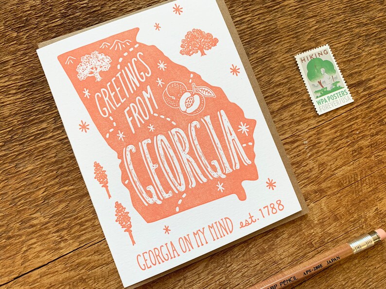 Georgia Greeting Card Greetings From Georgia A2 Folded Note - Etsy