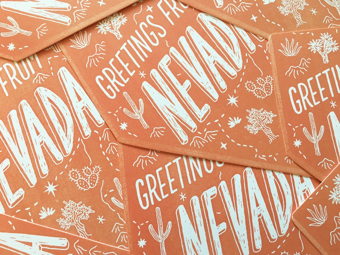 Nevada Postcard, Greetings From Nevada, Die Cut Letterpress State ...