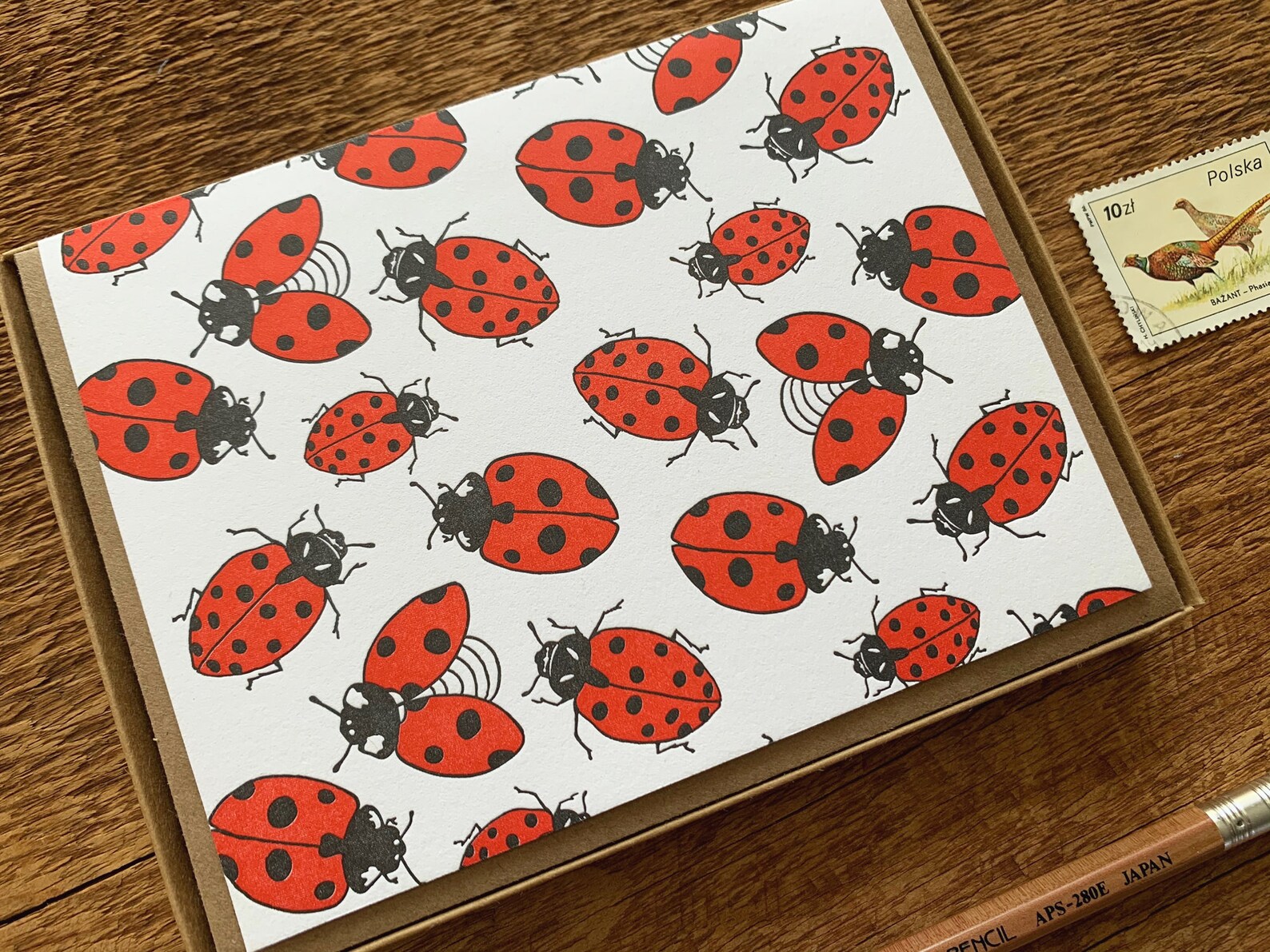 Ladybug Cards Nature Stationery Boxed Set of 6 Letterpress - Etsy