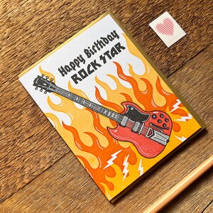 Happy Birthday Rock Star, Birthday Card - Folded Card, Blank Inside - Etsy
