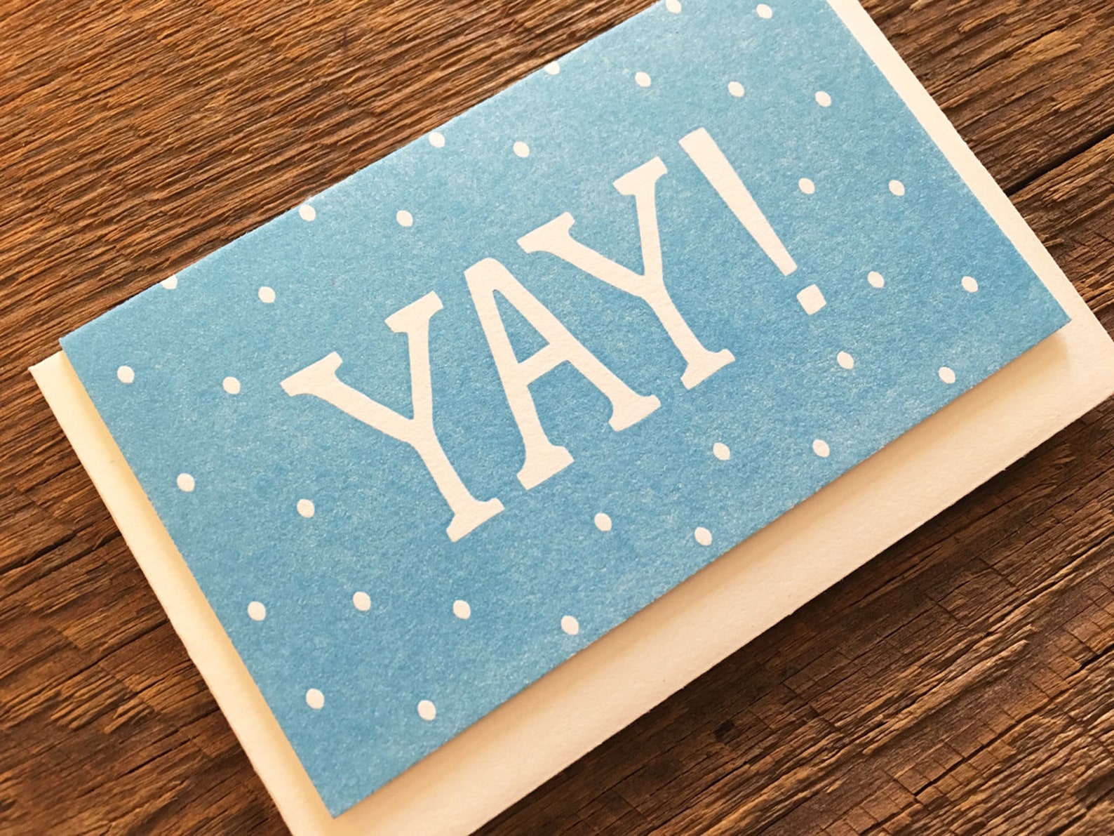 Yay Baby Blue Enclosure Card Mini Card Letterpress Folded | Etsy