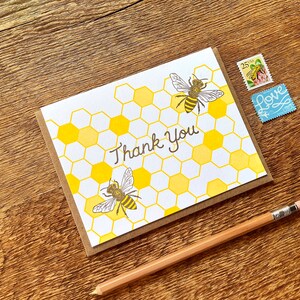 Thank You Honey Bees, Thank You Cards, Boxed Set of 6 Letterpress Cards ...