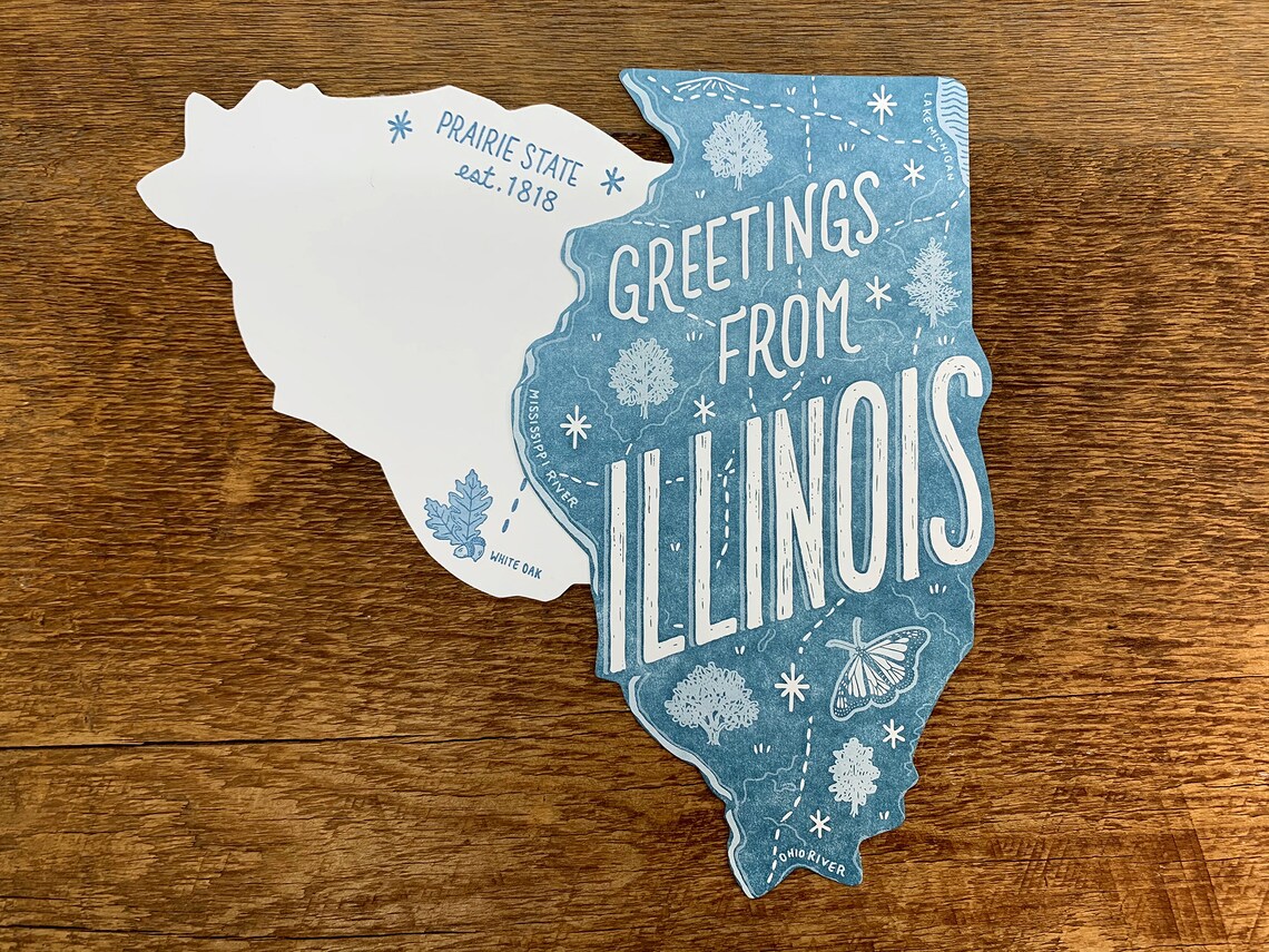 Illinois Postcard Greetings From Illinois Die Cut - Etsy