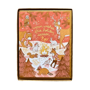 Woodland Holiday Cards, Woodland Animal Holiday Cards, Boxed Set of 6 ...