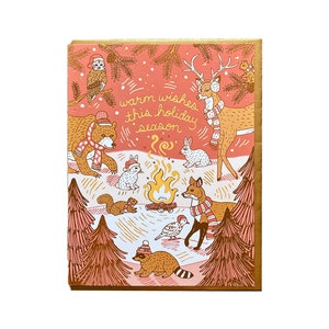 Woodland Holiday Card, Woodland Animal Holiday Card, Foil Printed Note ...