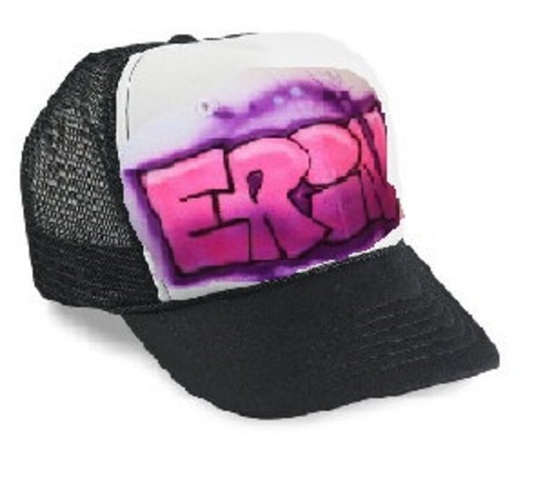 Personalized Trucker Hat Airbrushed Script Name, Airbrushed Trucker Hat ...