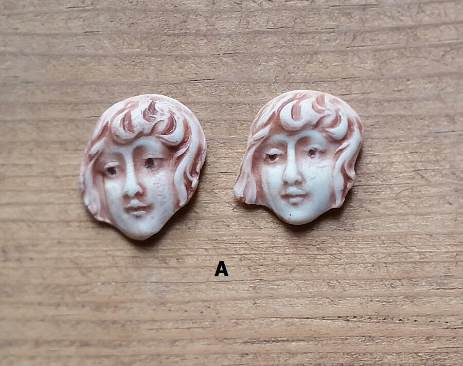 Porcelain Cabochon Ceramic Art Nouveau Boy Face Cabochon Porcelain ...