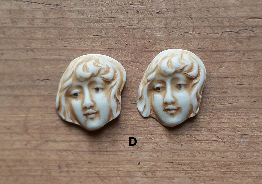 Porcelain Cabochon Ceramic Art Nouveau Boy Face Cabochon Porcelain ...