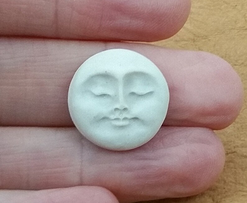 Porcelain Cabochon Ceramic Serene Moon Face Medium Cabochon Porcelain ...