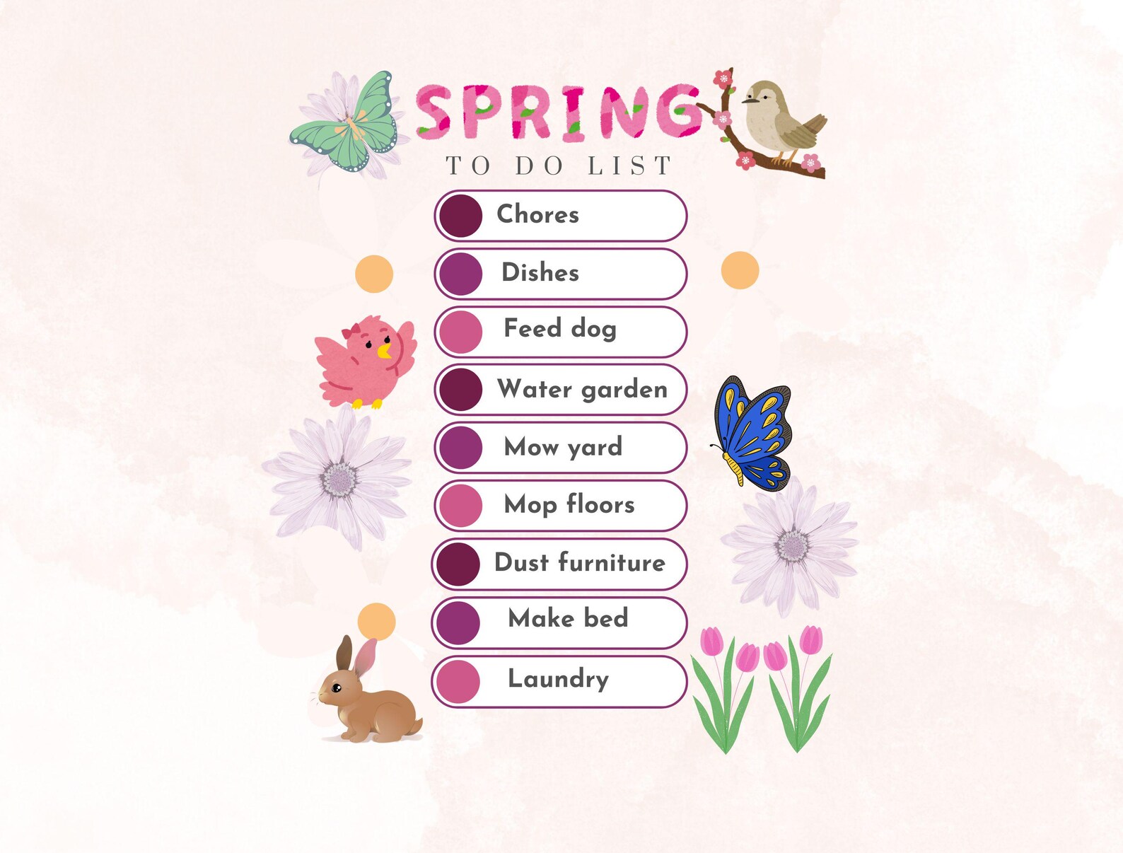 Spring to Do List Printable, Seasonal Printable List, Spring Checklist ...
