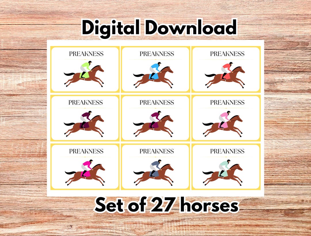 Preakness Printables Horses With Racing Silks for Decorations on Tables ...