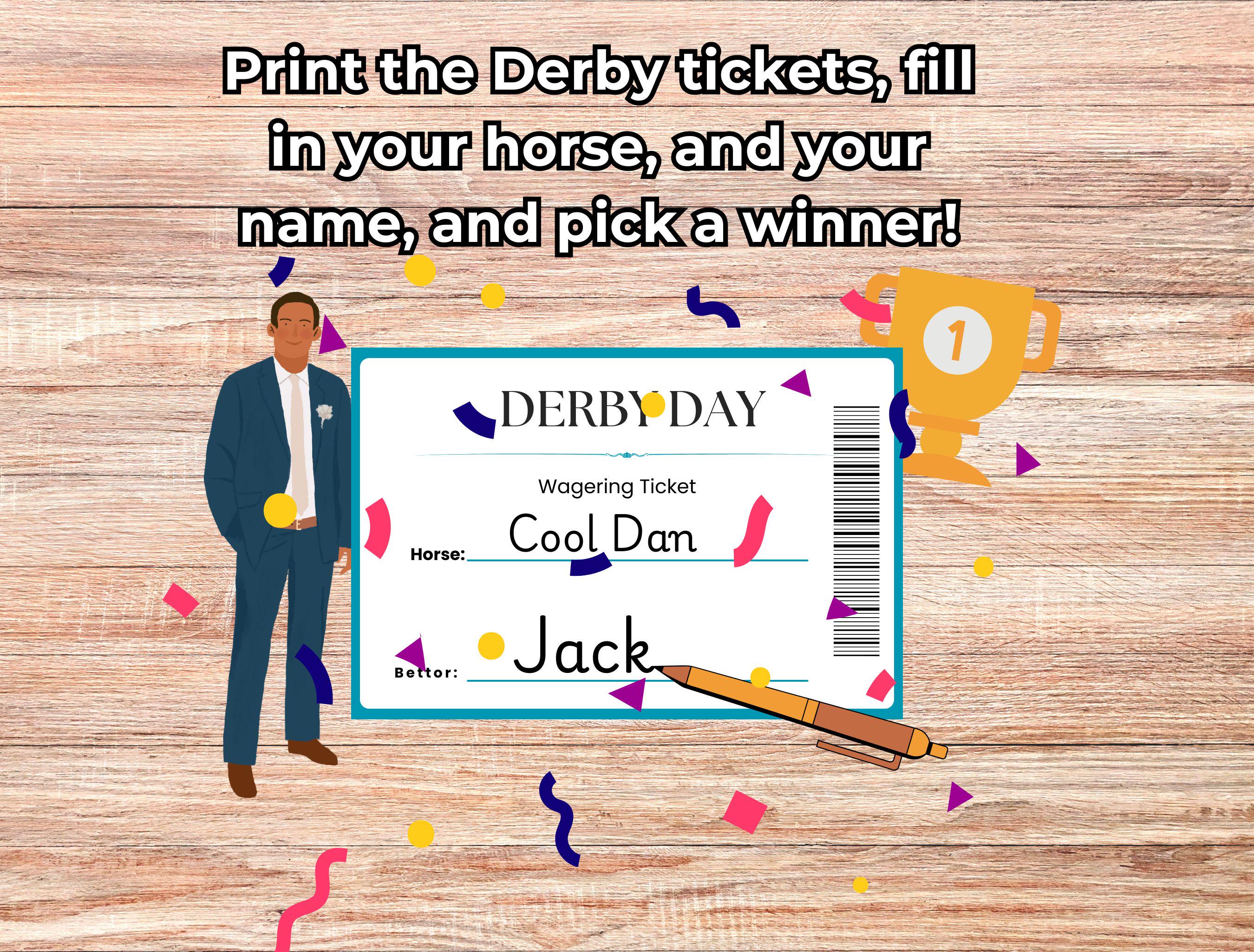 Derby Party Printable Betting or Wagering Tickets Bundle to Place Your ...