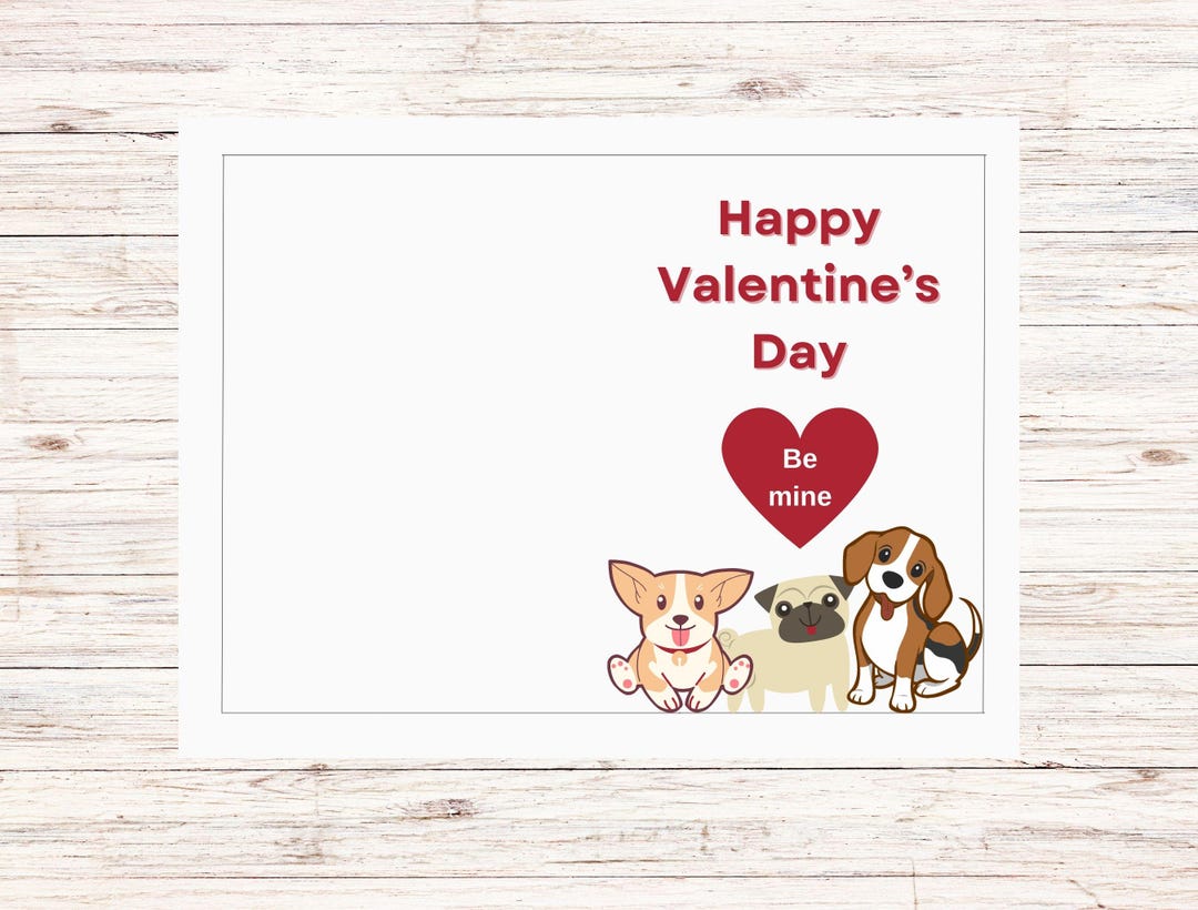Valentine Printable Dog Card, Cute, for Friends, Kids, Family, and Dog ...