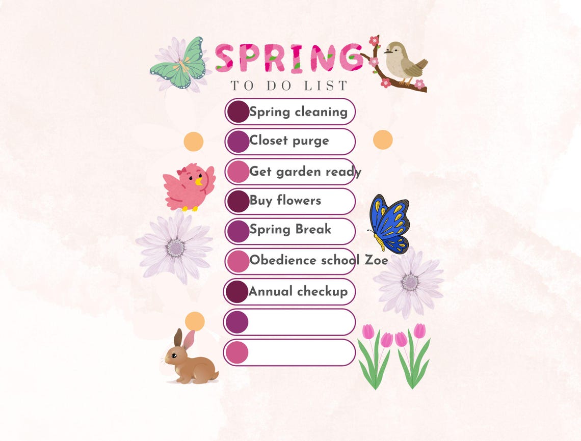 Spring to Do List Printable, Seasonal Printable List, Spring Checklist ...