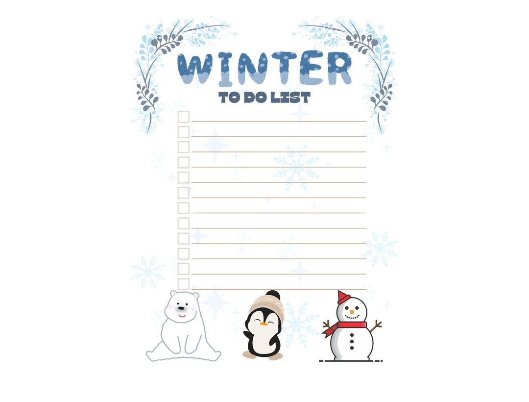 Winter Seasonal To-do List Printable Organize With Our Winter Printable ...
