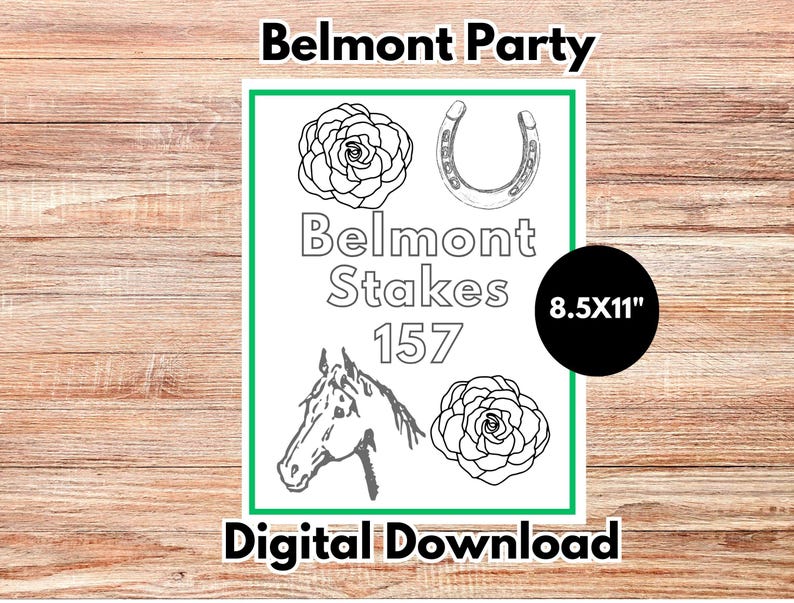 Belmont Party Printables Coloring Page - Activity, Game, or Decoration ...