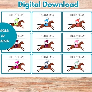 Derby Day Printables Horses With Racing Silks for Decorations on Tables ...