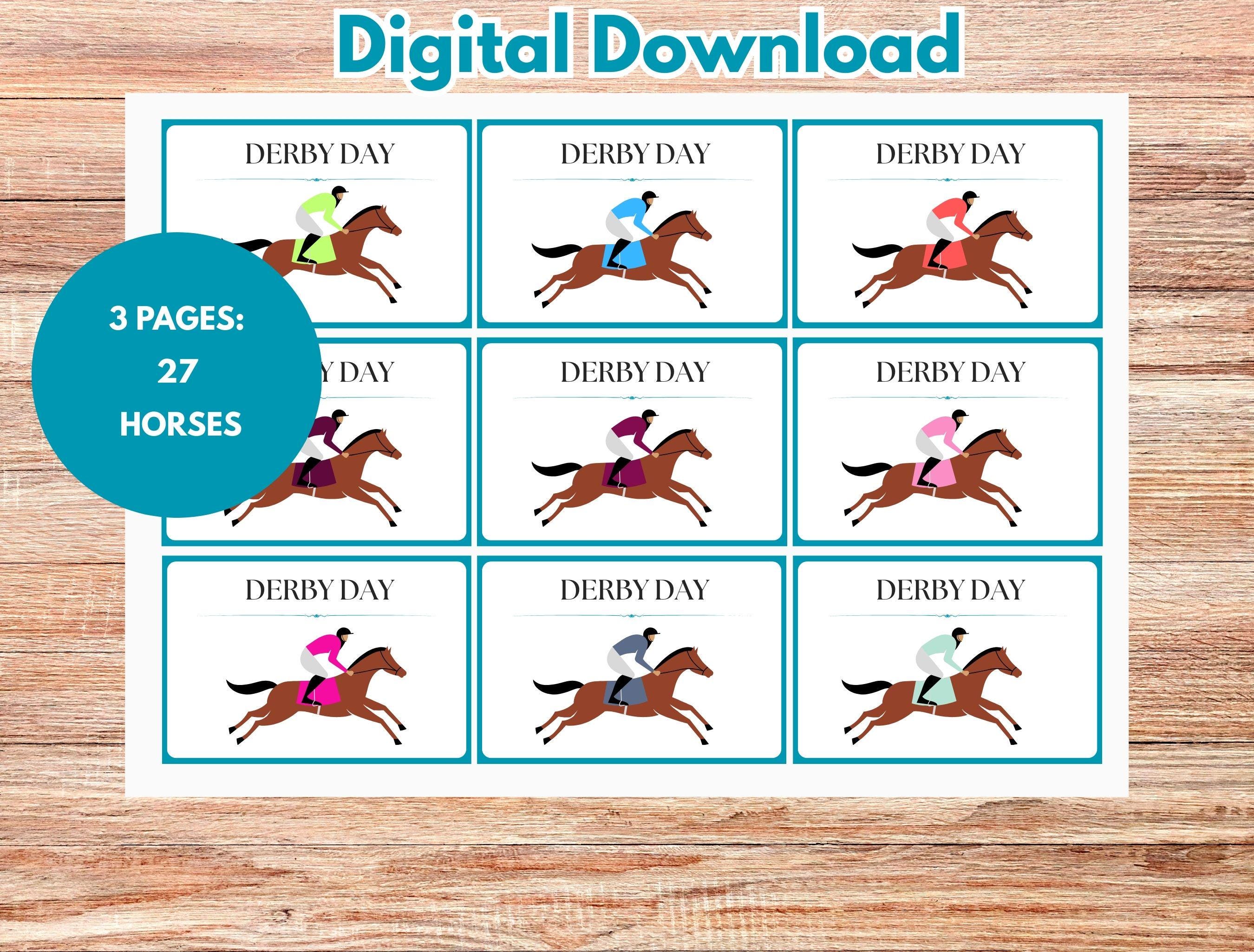 Derby Day Printables Horses With Racing Silks for Decorations on Tables ...