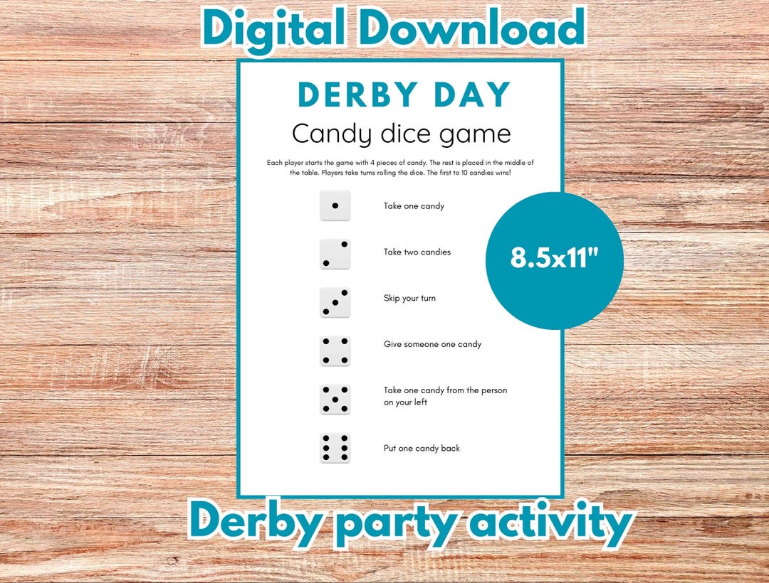 Derby Day Printable Kids Activity Candy Dice Game - Etsy