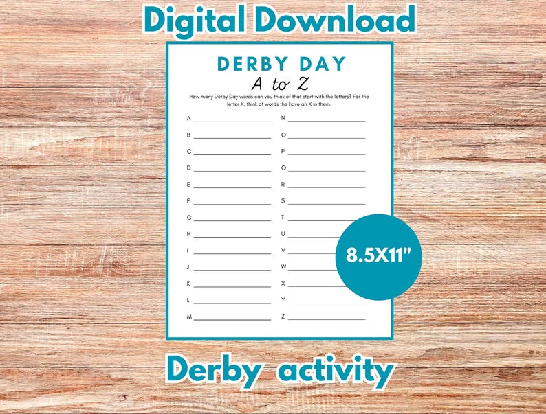 Derby Day Printable Kids Activity A to Z Game - Etsy