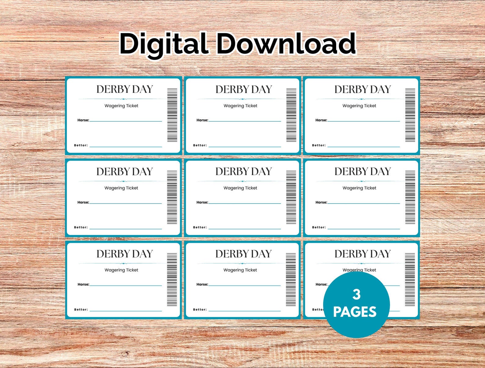 Derby Party Printable Betting or Wagering Tickets Bundle to Place Your ...