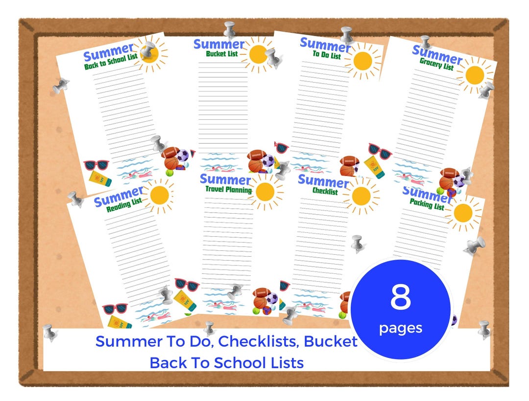 Summer to Do List Printable for Planning Checklist, Seasonal Bucket ...