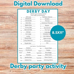 Derby Day Printable What's Your Derby Name? Game or Activity Kids or ...