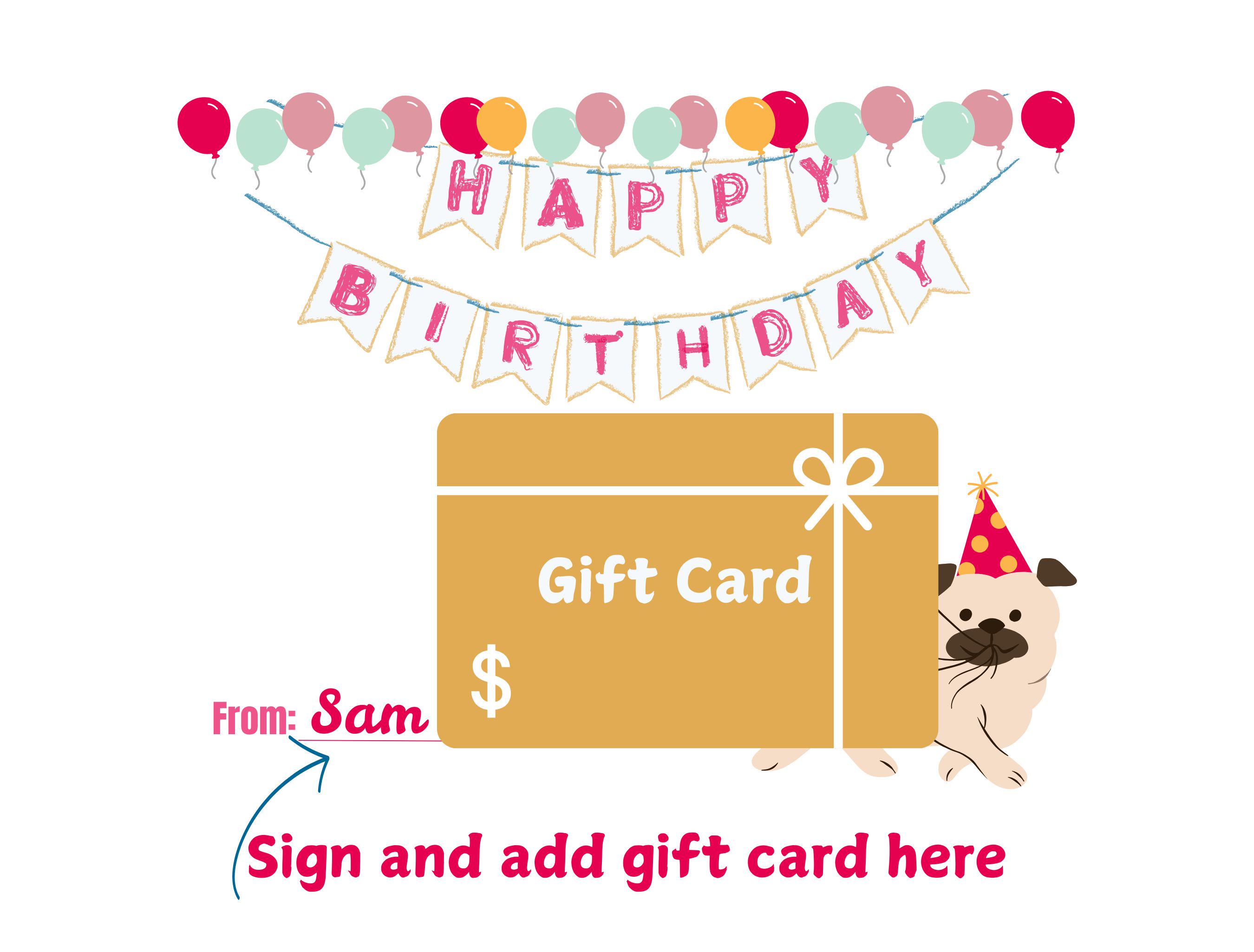 Birthday Dog Printable Gift Card Holder - Etsy