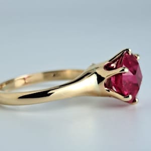 Antique Large Ruby Ring in 10K Yellow Gold Victorian Era Round Cut 8 ...